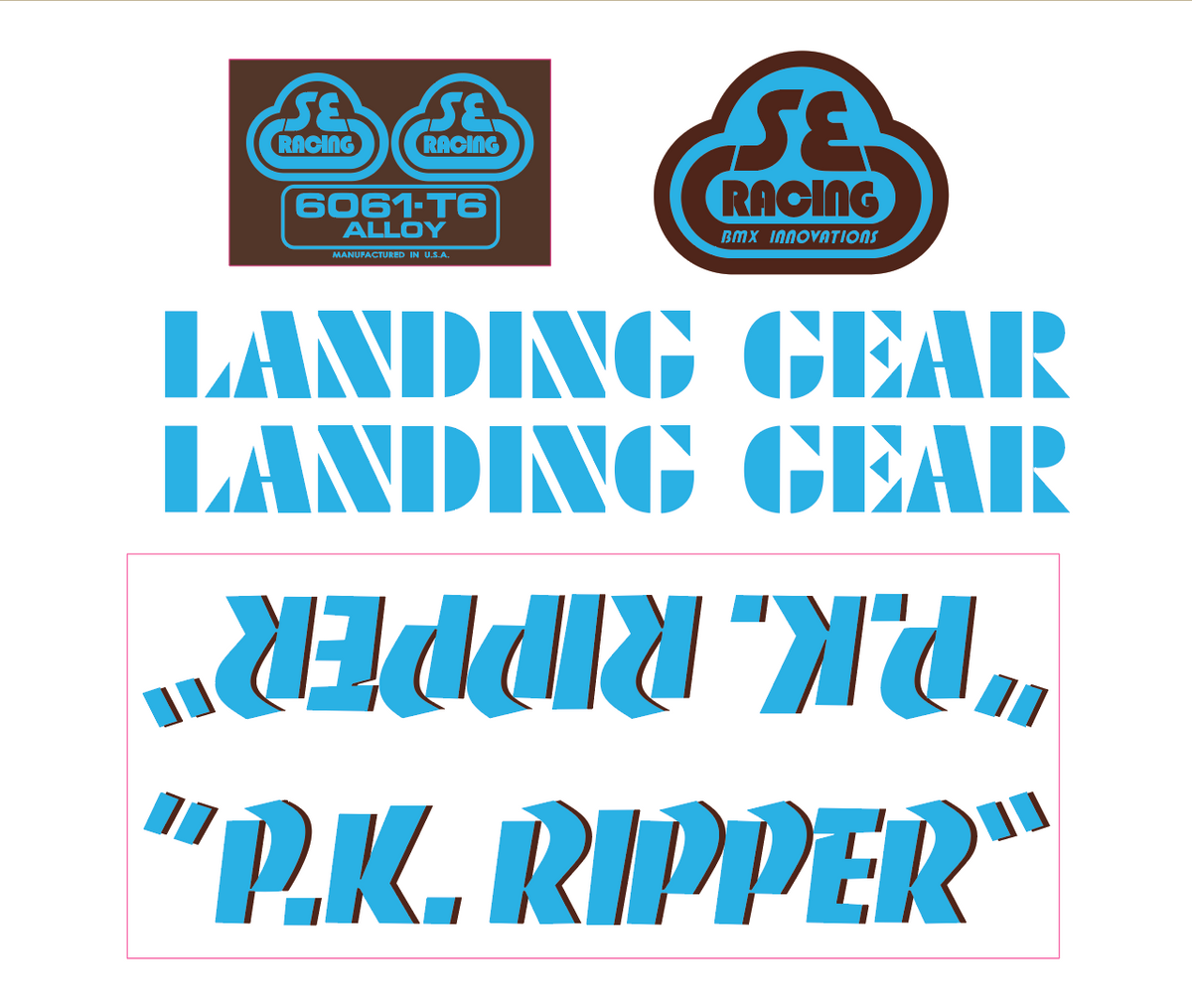 SE Racing - P.K. Ripper Decal set - blue w/brown shadow | BMX Products USA