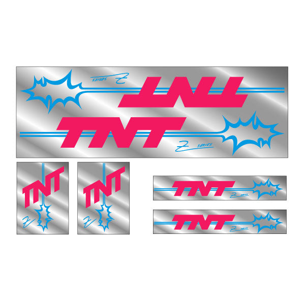 TNT - Pink & blue 24 Cruiser chrome decal set | BMX Products USA