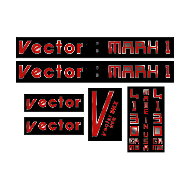 Vector - Mark 1 - Black on chrome decal set | BMX Products USA