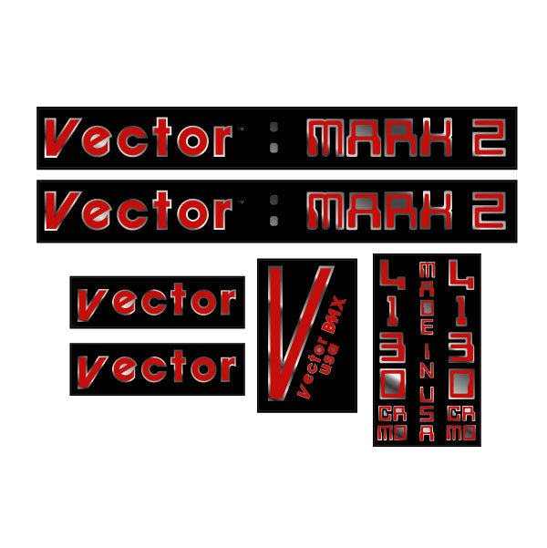 Vector - Mark 2 - Black on chrome decal set | BMX Products USA