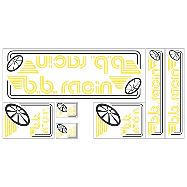 BB Racin - Yellow on clear BMX decal set | BMX Products USA