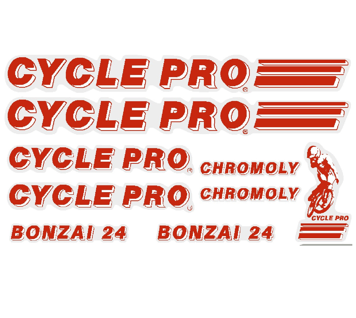Cycle Pro - Bonzai 24 - Red decal set | BMX Products USA