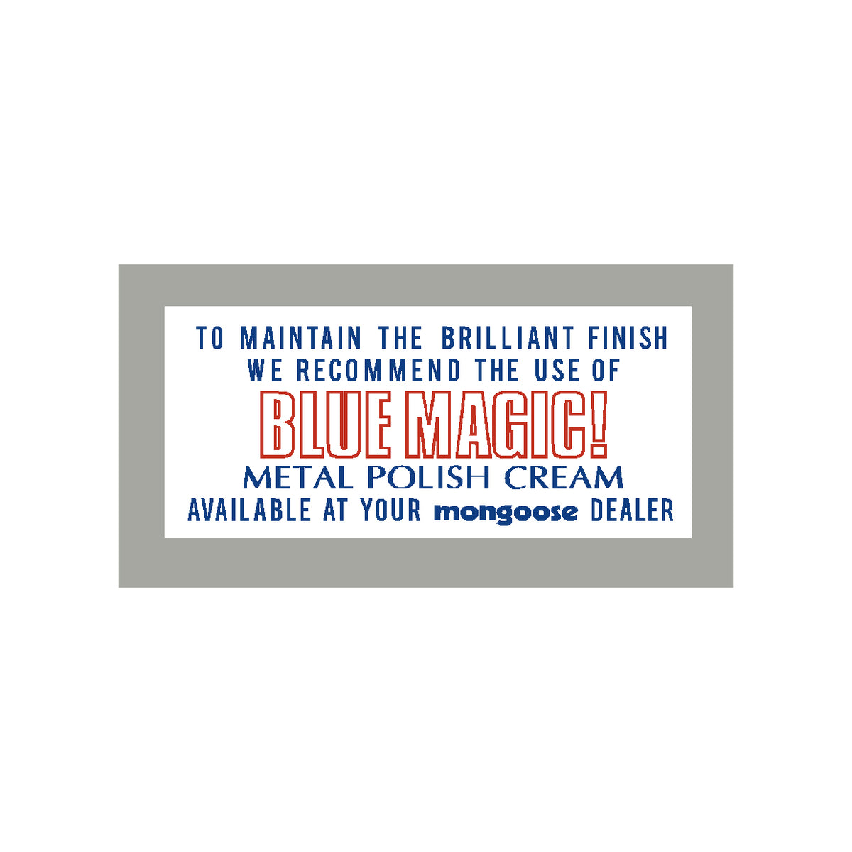 Mongoose Blue Magic decal | BMX Products USA