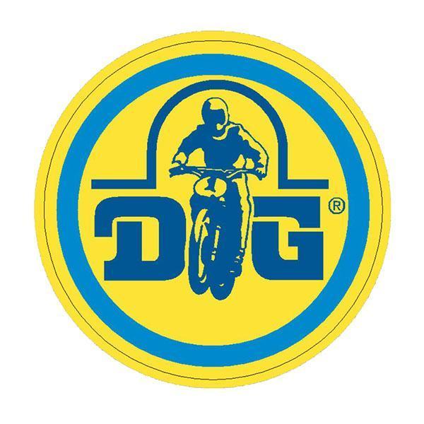DG MX yellow/blue round decal | BMX Products USA