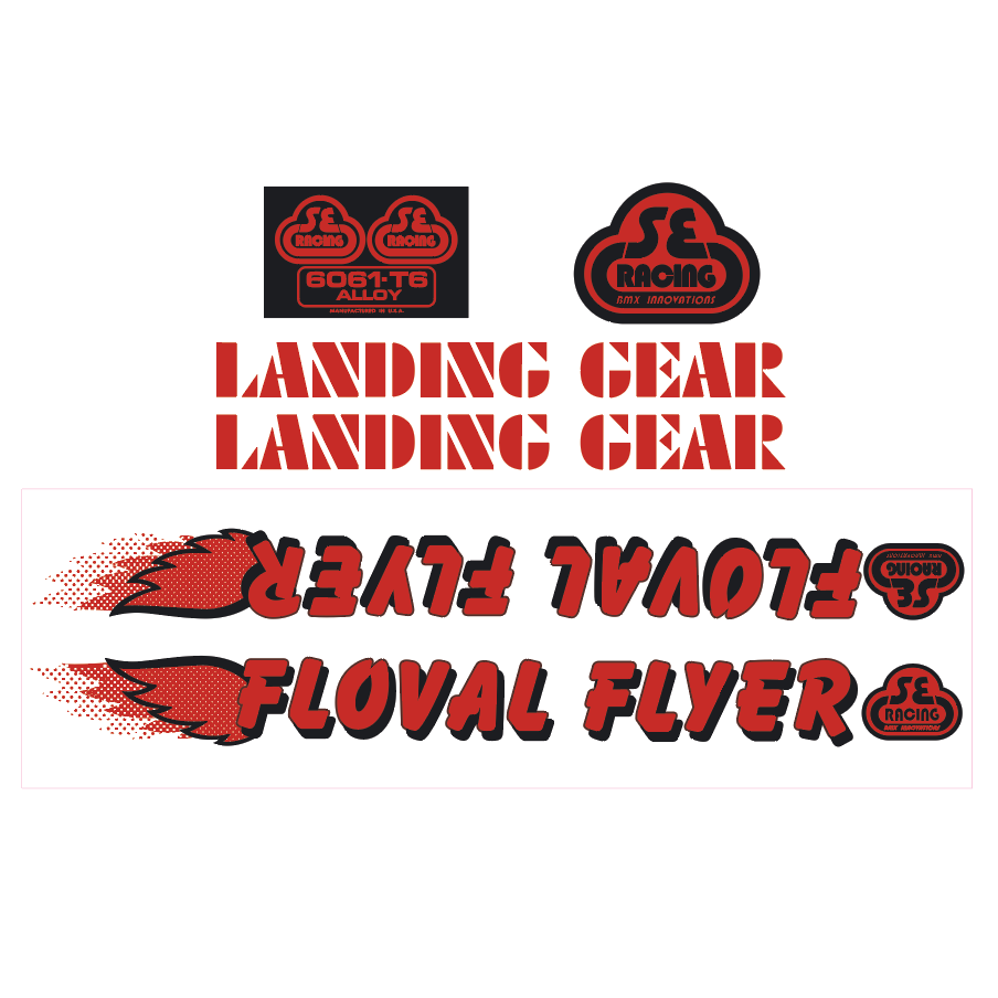 SE Racing - Floval Flyer Decal set - red w/black shadow | BMX Products USA