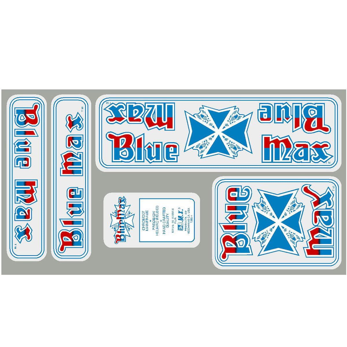 1986 Blue Max Decal set - on clear | BMX Products USA