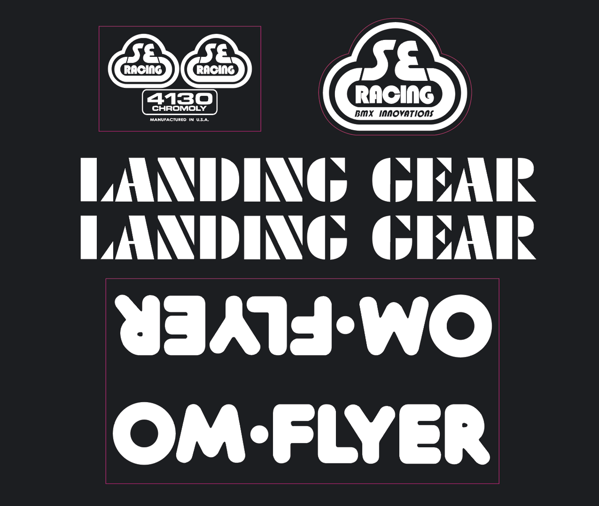 SE Racing - OM Flyer Decal set -white on clear | BMX Products USA