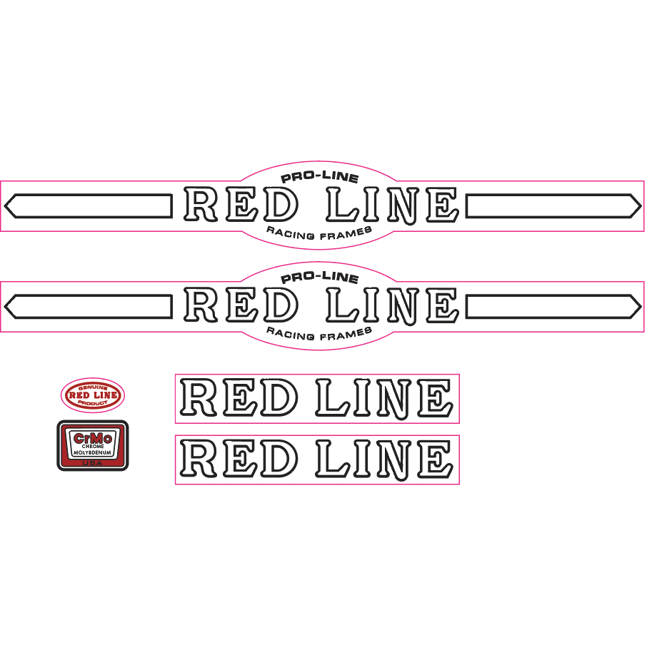 Redline Pro-Line early font decal set - white | BMX Products USA