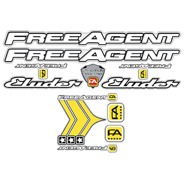 Free Agent - ELUDER - Cromo Printed on clear decal set | BMX Products USA