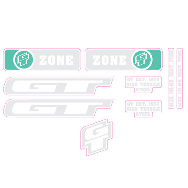 2008 GT BMX - Zone Teal White Clear decal set | BMX Products USA
