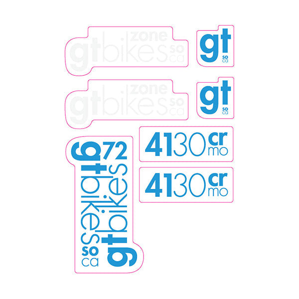 2009 GT BMX - Zone Blue White Clear decal set | BMX Products USA