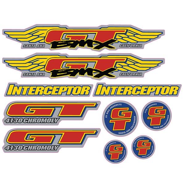 1994 GT BMX - Interceptor - for chrome frame - decal set | BMX Products USA