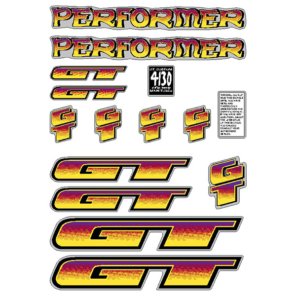 1996 GT BMX - Performer - decal set - chrome | BMX Products USA