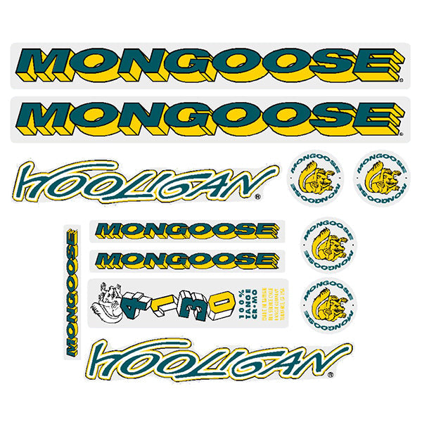 1995 Mongoose - Hooligan for chrome frame Decal set | BMX Products USA