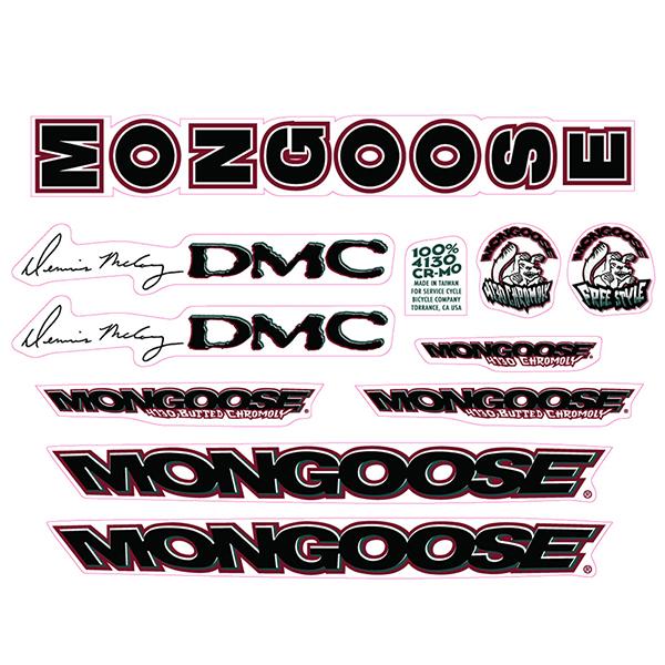 1998 Mongoose - DMC - Maroon Green Black - Decal set | BMX Products USA
