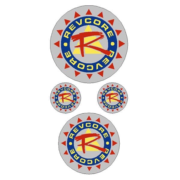 REVCORE - Yellow red blue on CHROME - round decal pack | BMX Products USA