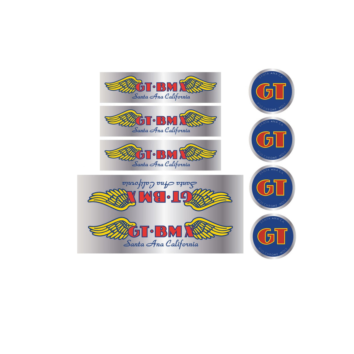 GT BMX Santa Ana decal set w/large down tube - chrome | BMX Products USA